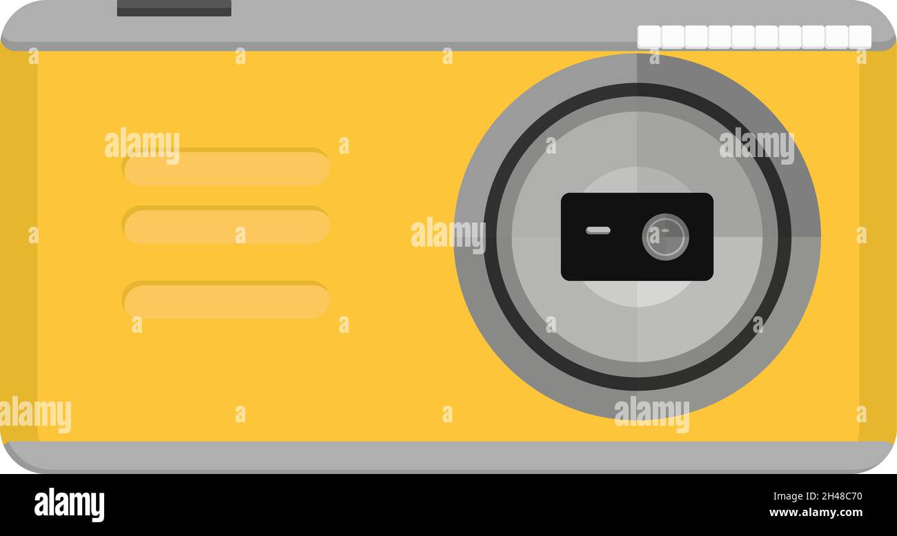 Yellow camera, illustration, vector on a white background Stock Vector ...