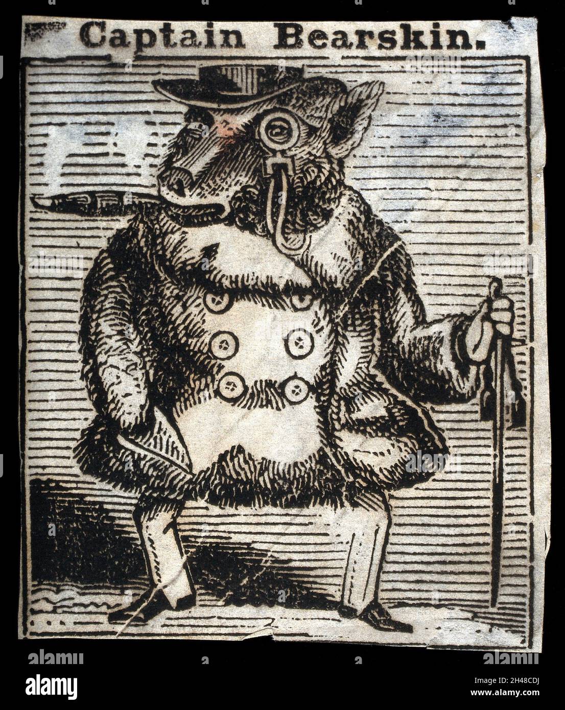 A monkey dressed up like a gentleman. Etching with engraving Stock ...