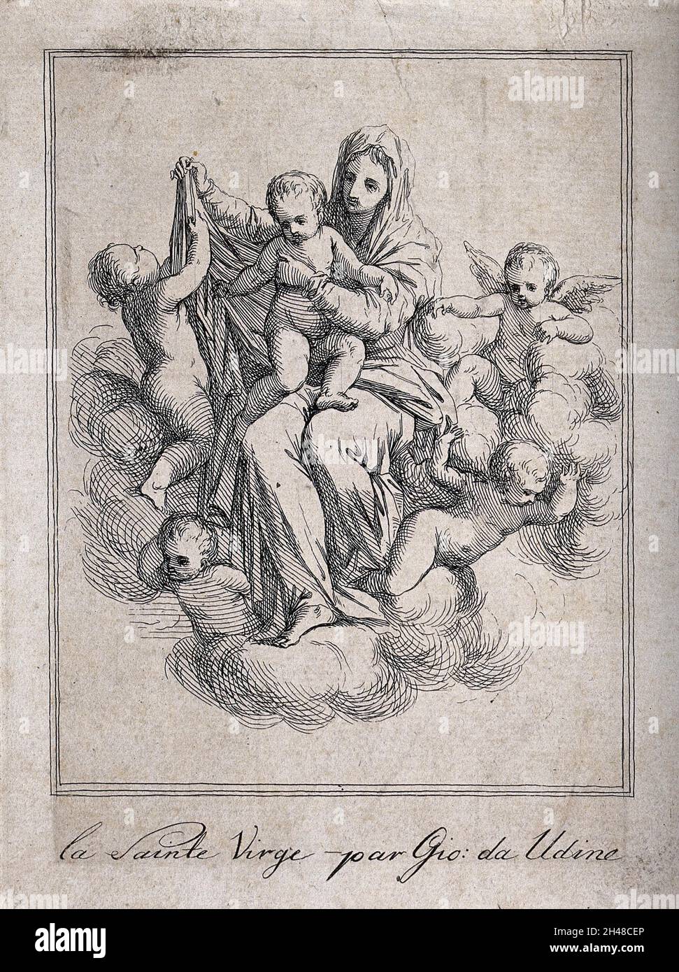 Saint Mary (the Blessed Virgin) with the Christ Child. Etching after ...