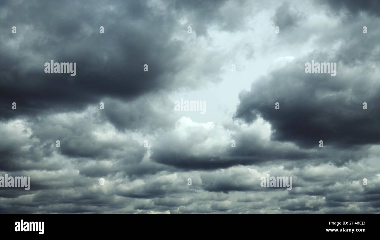 Heavy Dark Cloudy Sky With Fluffy Clouds. Natural Sky Background ...