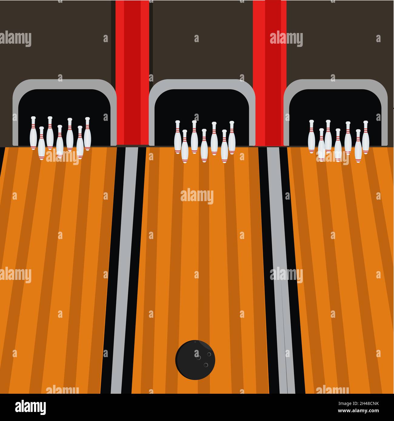 Bowling room, illustration, vector on a white background Stock Vector ...