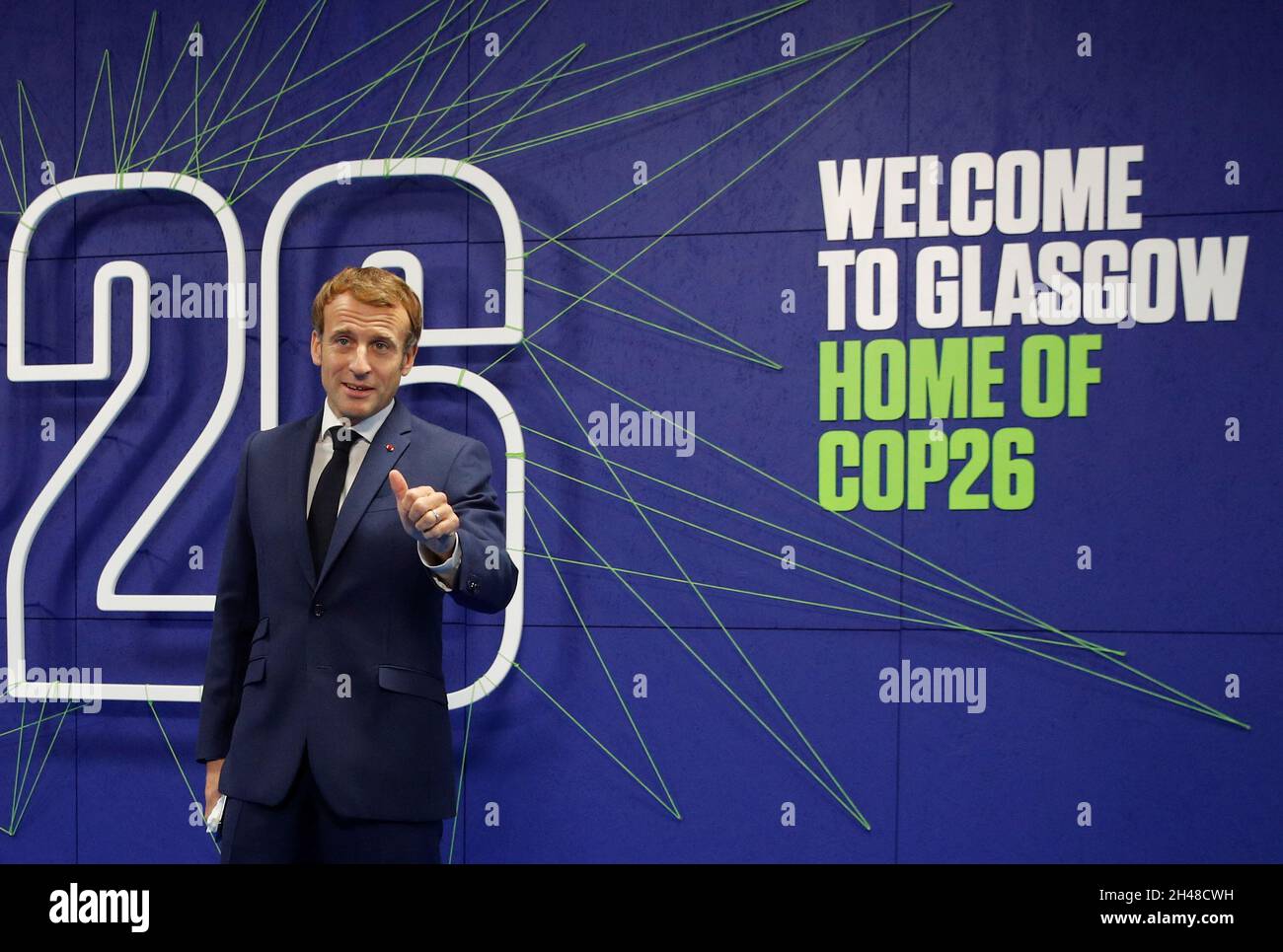 French President Emmanuel Macron arrives for the Cop26 summit at the ...
