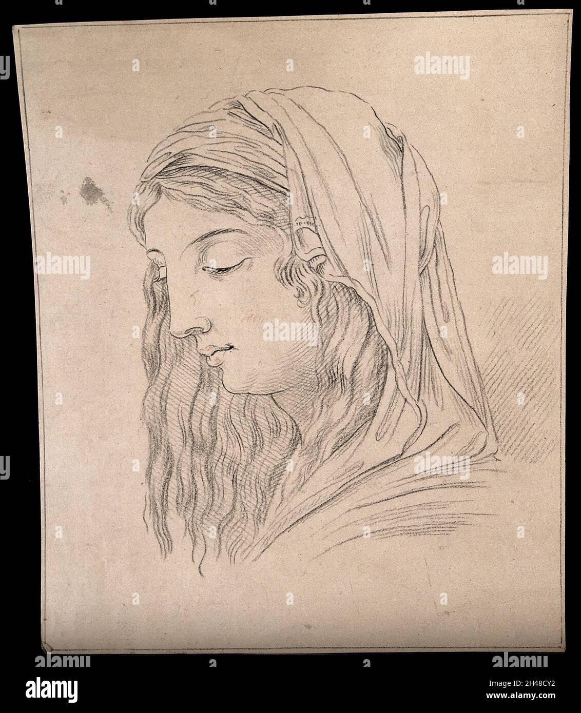 Head of the Virgin Mary. Drawing, c. 1793 Stock Photo - Alamy