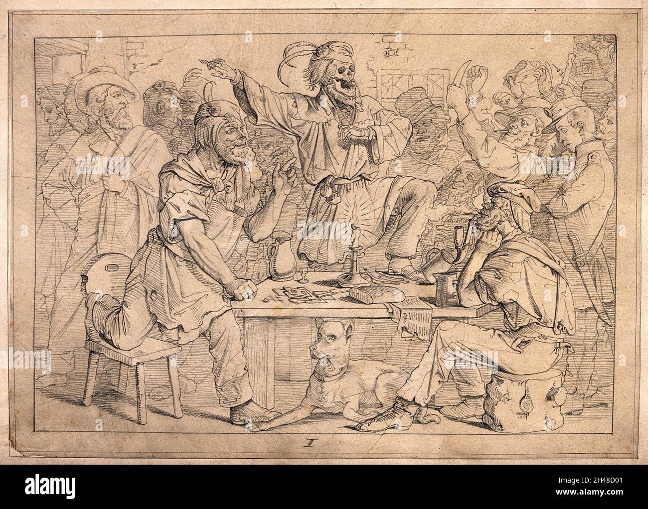 The dance of death: Death appears to the people in the inn and ...