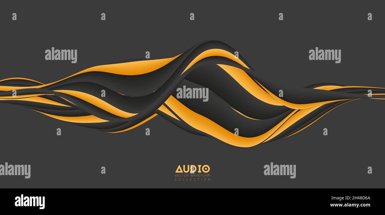 Sound wave visualiztion. 3D solid waveform. Voice sample pattern Stock ...