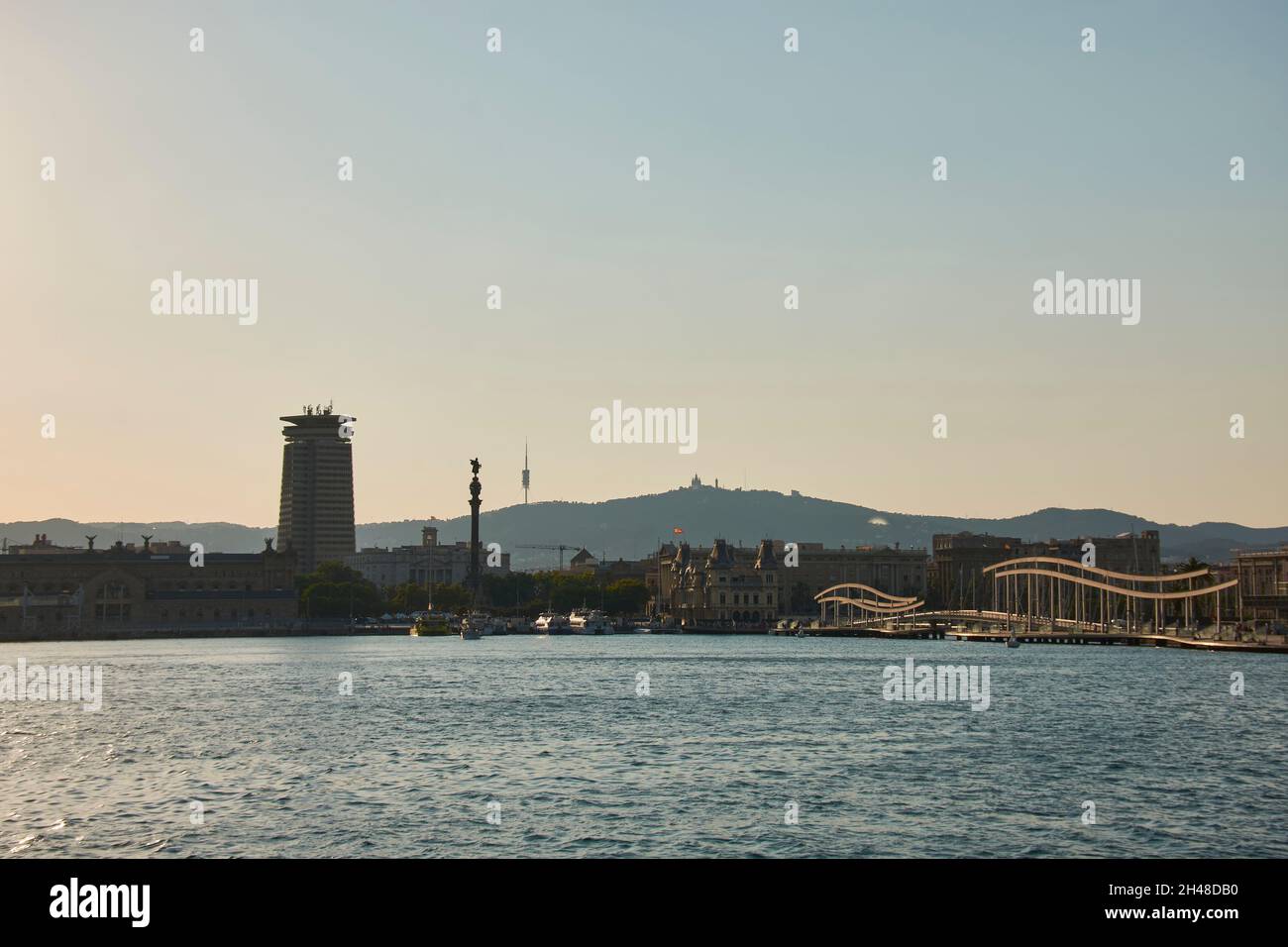 Panorama of port vell in sunset barcelona hi-res stock photography and ...