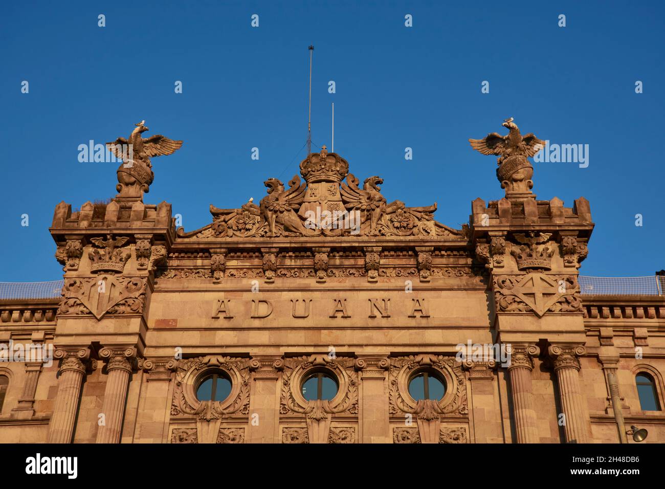 Customs building facade in Barcelona, Catalonia, Spain Stock Photo - Alamy