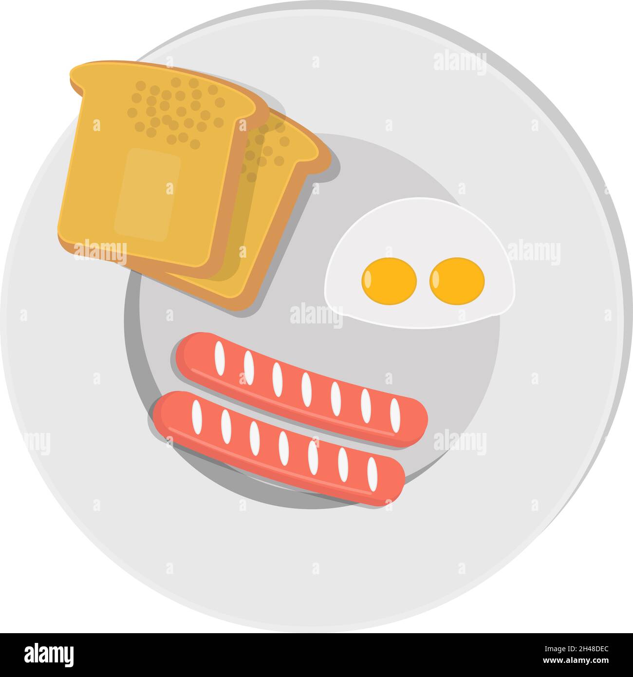 Breakfast in a plate, illustration, vector on a white background Stock ...