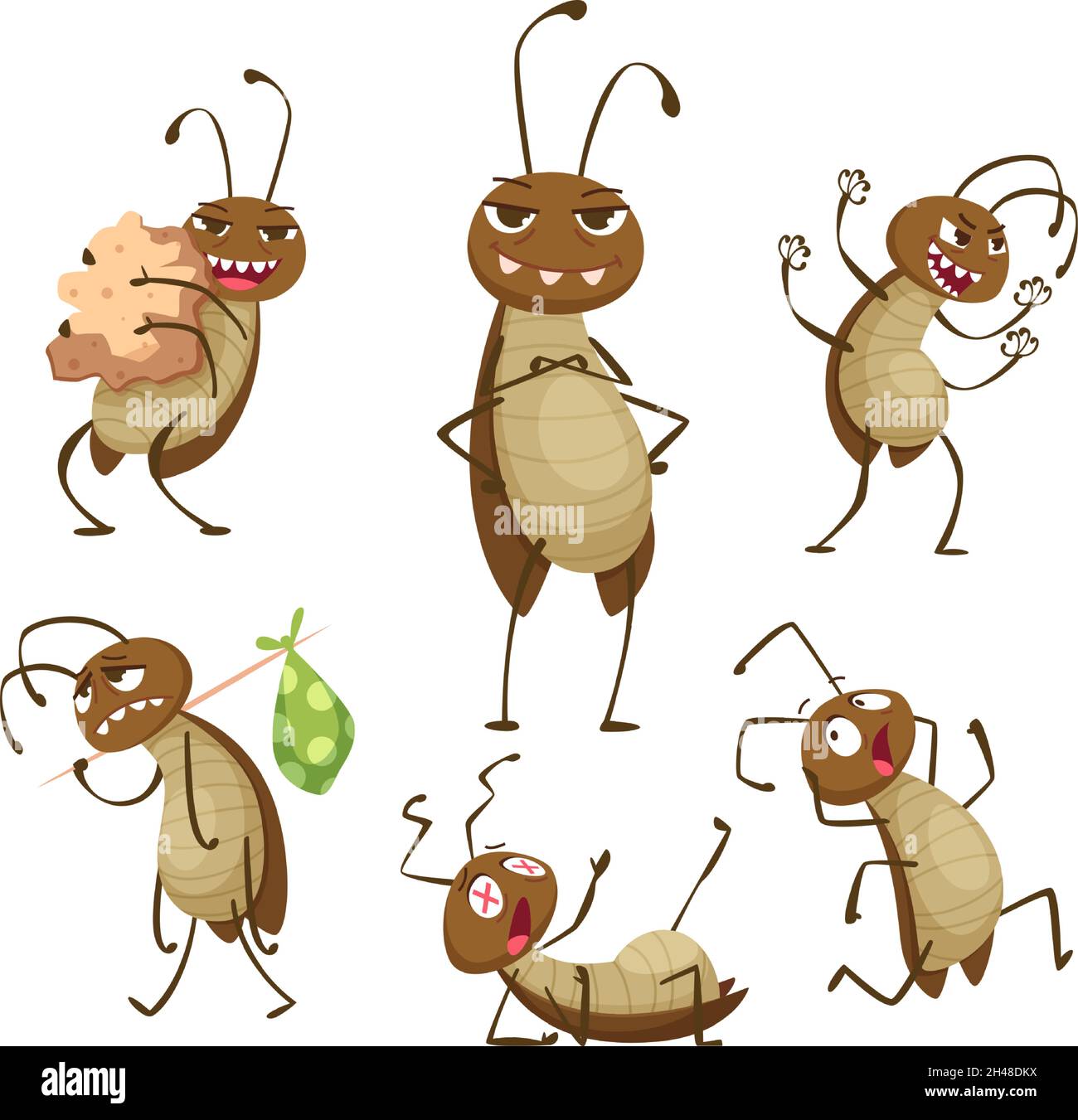 Cockroach poses. Bad hygiene roach insects disgusted animals dirt bugs ...