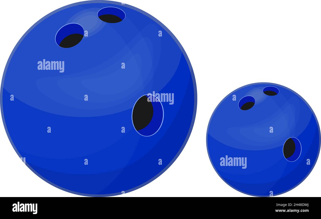 Blue bowling ball, illustration, vector on a white background Stock ...