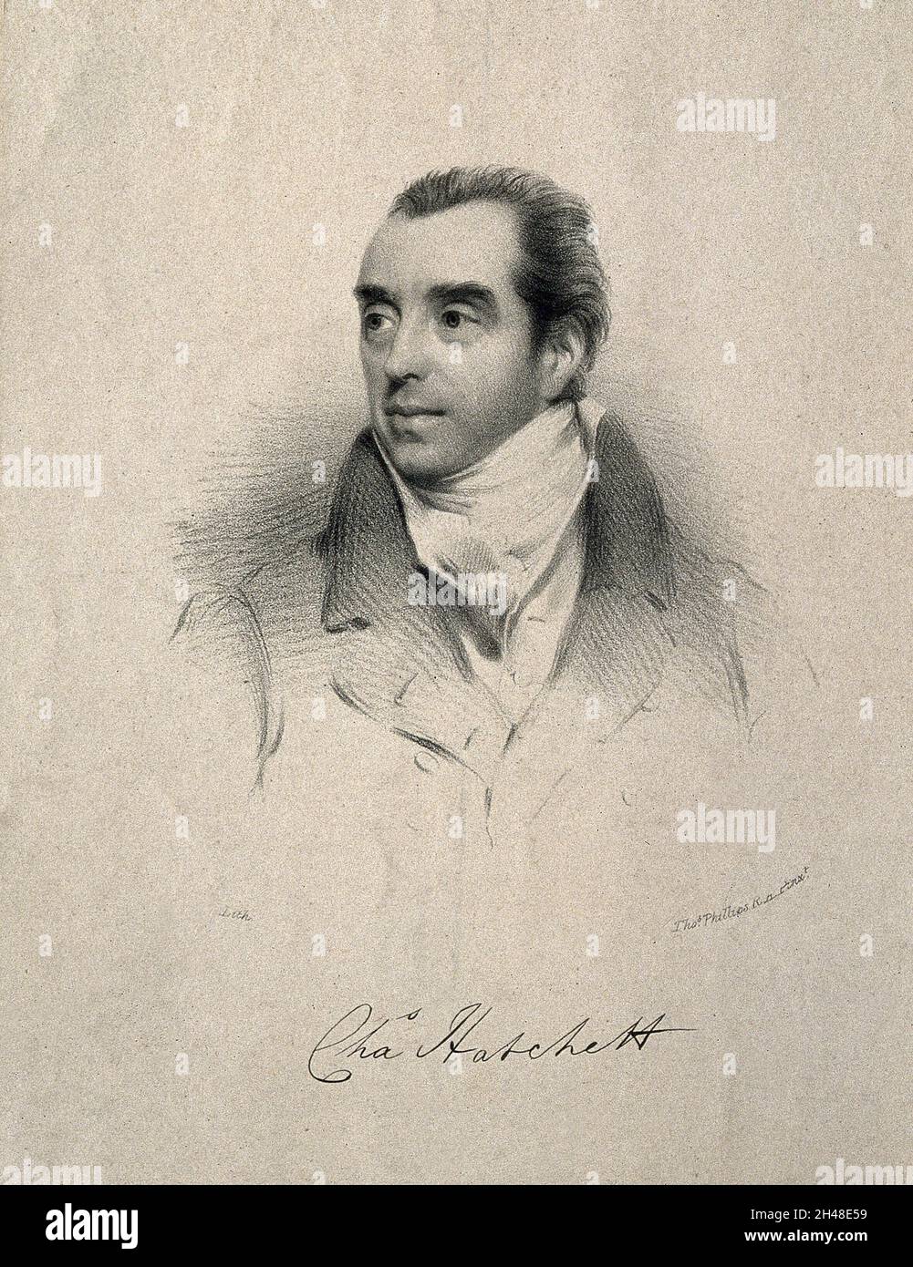Charles Hatchett. Lithograph by W. Drummond, 1836, after T. Phillips ...