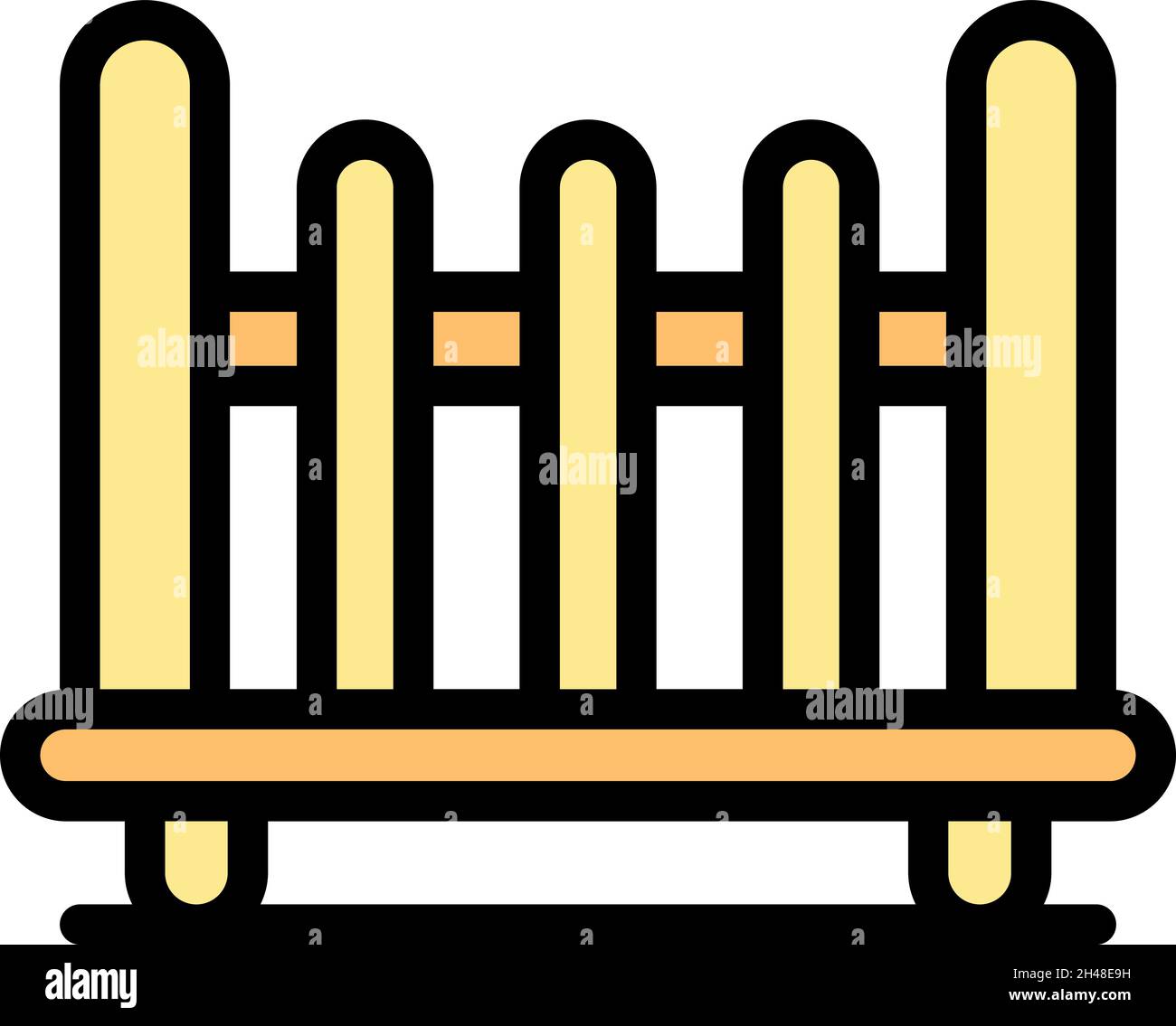 Bedroom kid bed icon. Outline bedroom kid bed vector icon color flat ...