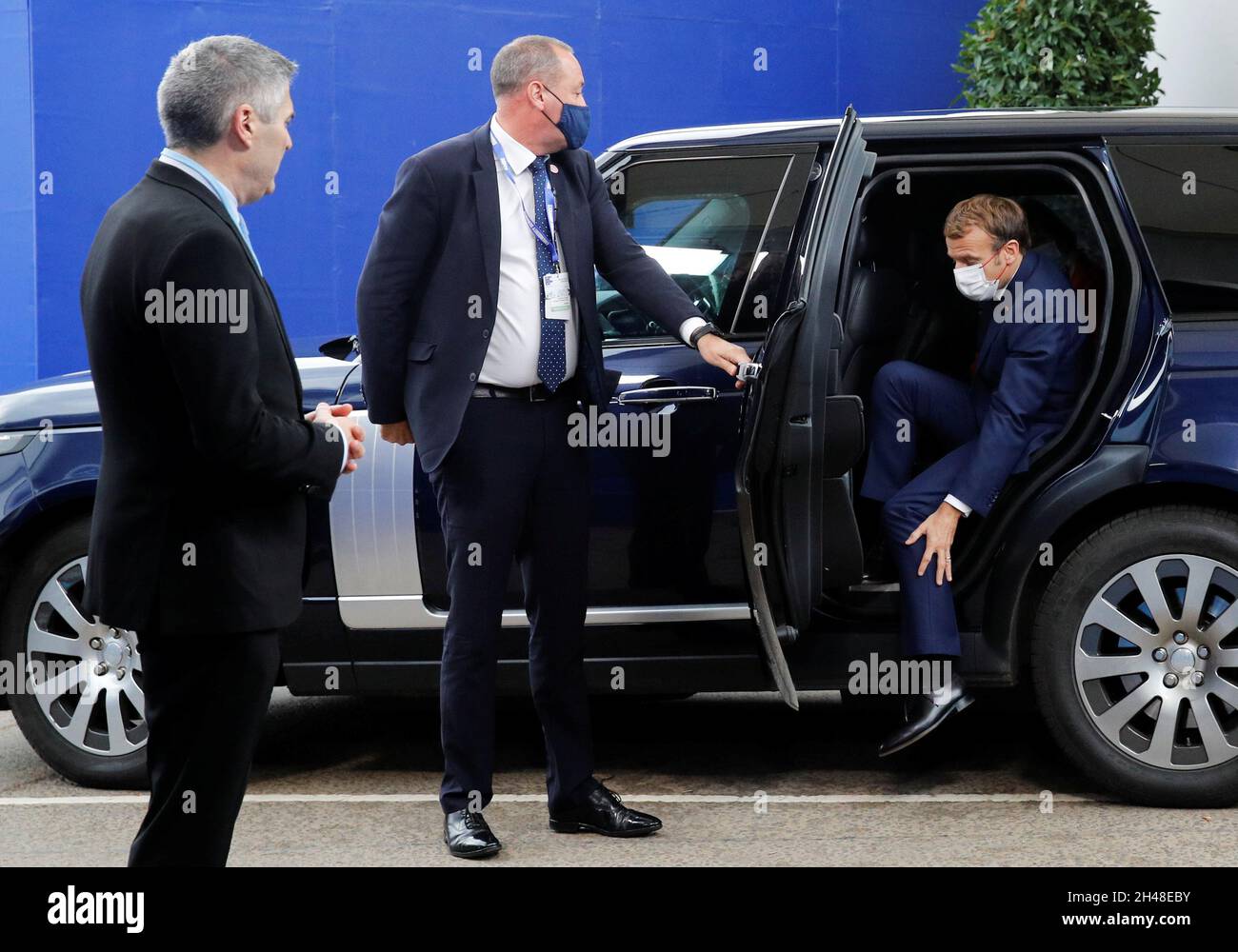 French President Emmanuel Macron arrives for the Cop26 summit at the ...