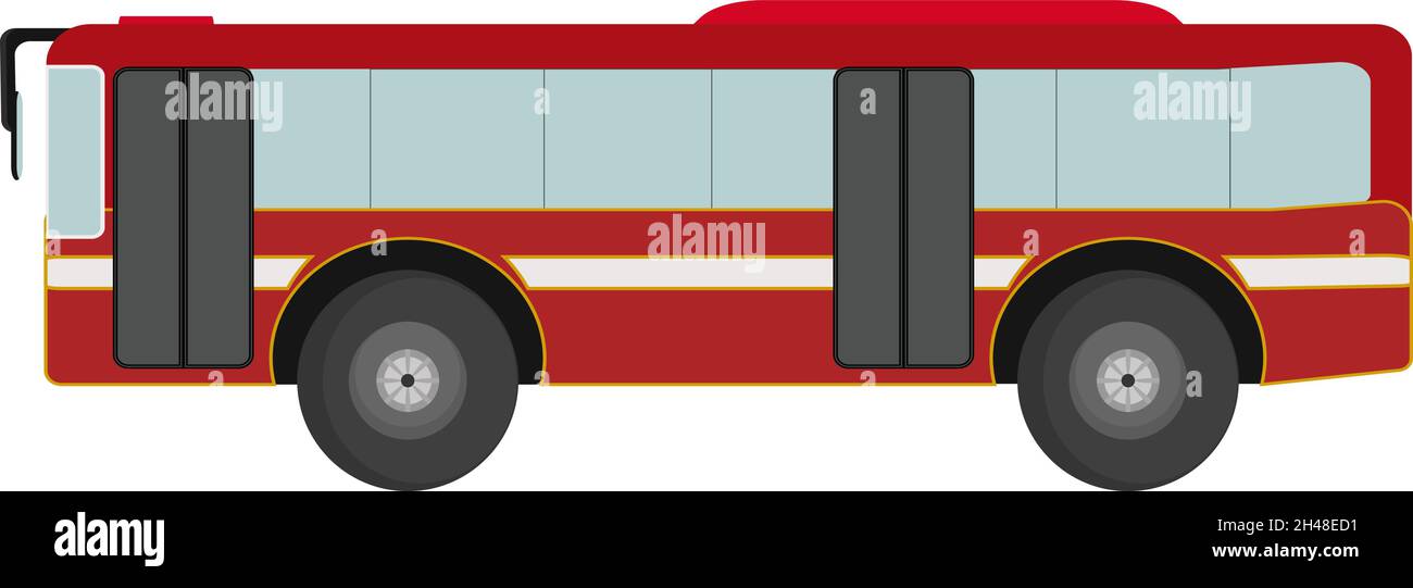 Red bus, illustration, vector on a white background Stock Vector Image ...