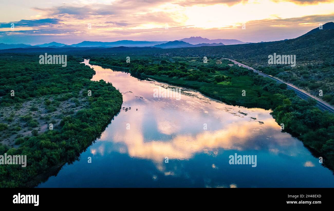 Landscape of Salt River surrounded by greenery and hills during the ...