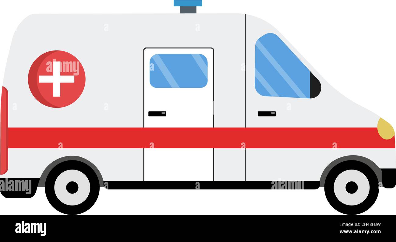 Ambulance van, illustration, vector on a white background Stock Vector ...
