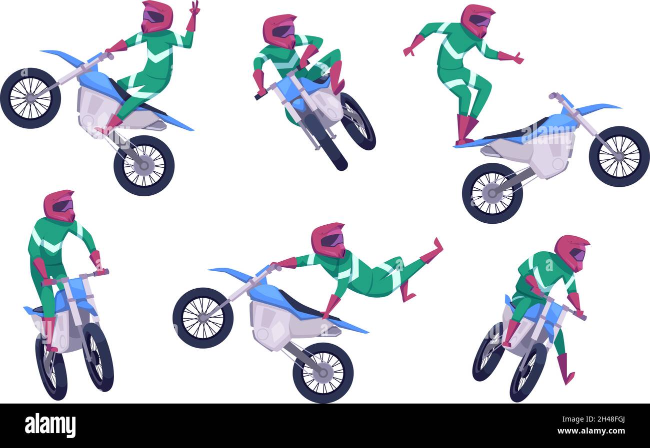 Motocross biker. Freestyle jumpers on sport bike free run agressive ...