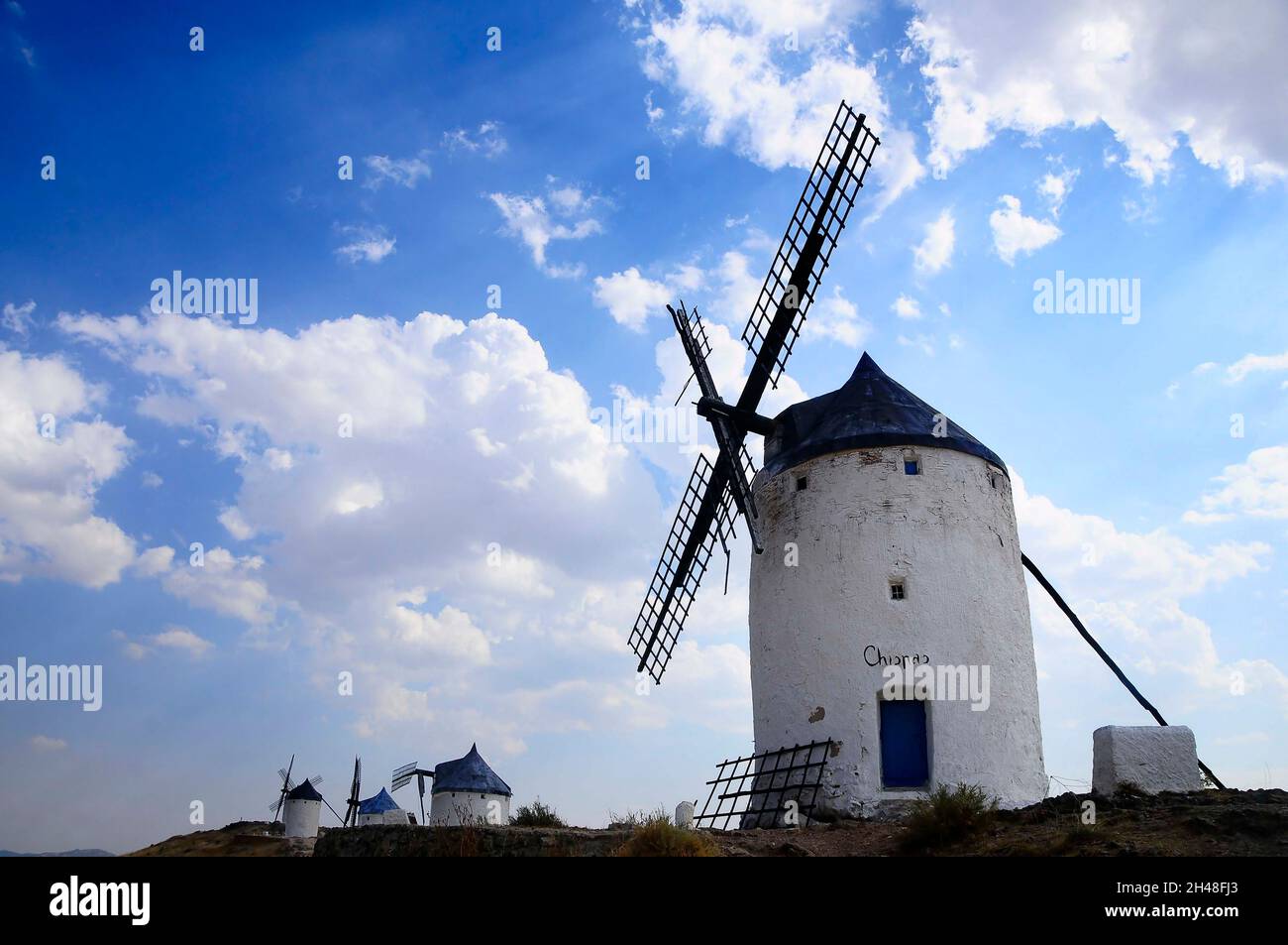 Old mills to process wheat in Spain Stock Photo - Alamy