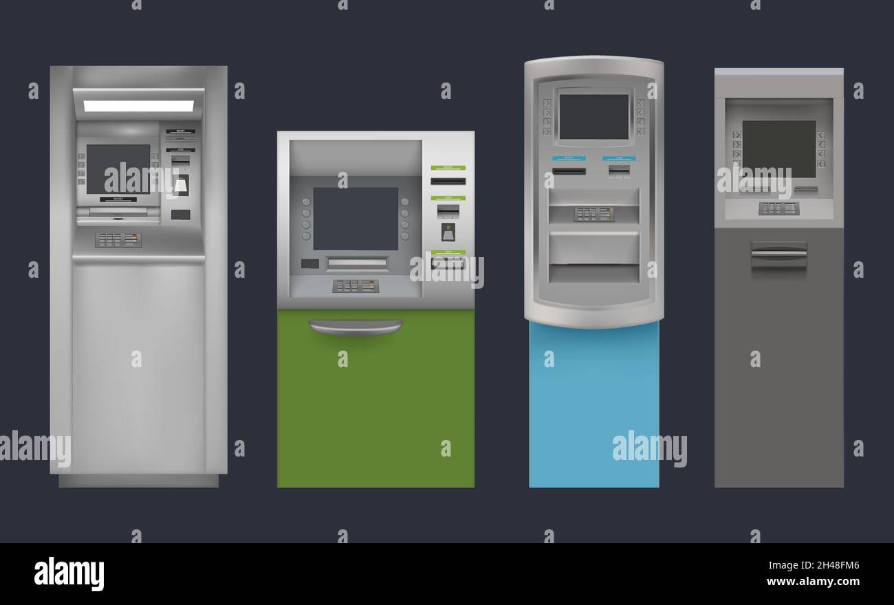 Atm. Bank payment machines online automated deposit decent vector ...