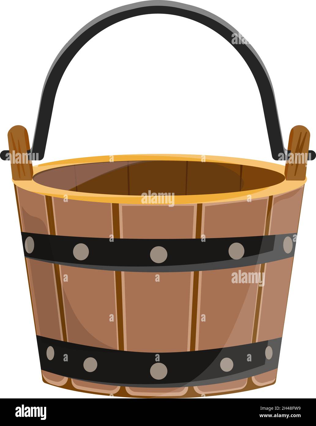 Wooden bucket, illustration, vector on a white background Stock Vector ...