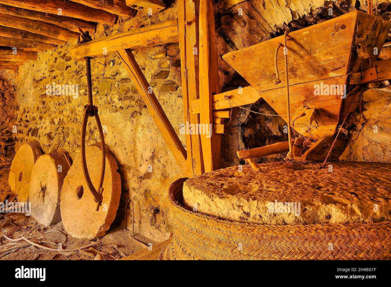 Old mills to process wheat in Spain Stock Photo - Alamy