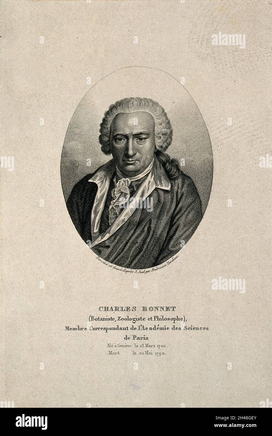 Charles Bonnet. Stipple engraving by A. Tardieu Stock Photo - Alamy