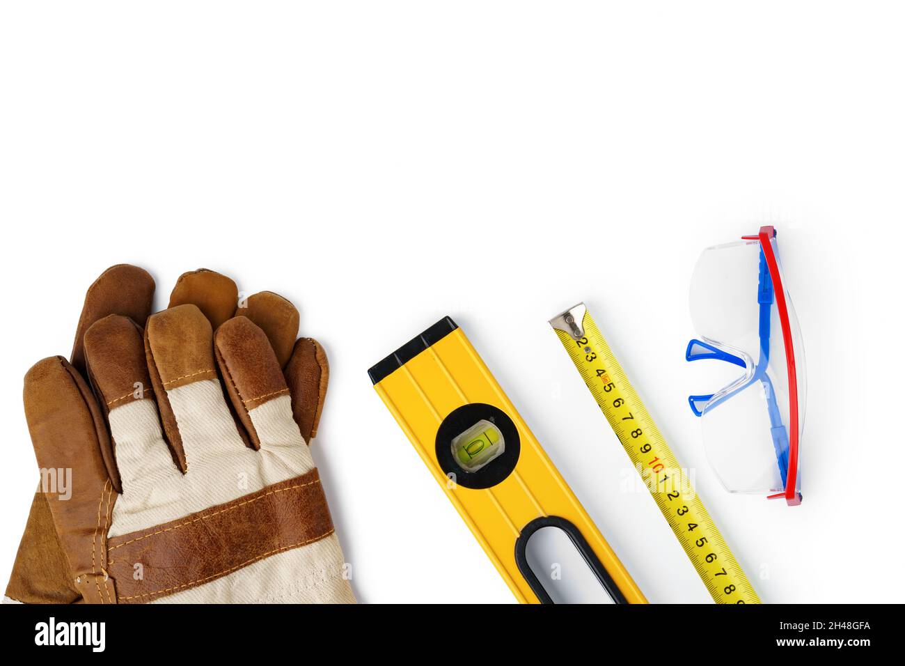 Engineer work tools isolated on white background Stock Photo - Alamy