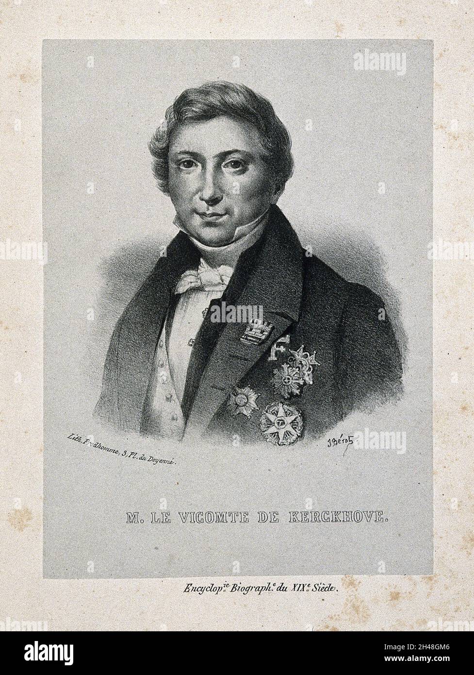 Joseph Romain Louis Kerckhove [Kirckhoff]. Lithograph by J. Bérot Stock ...