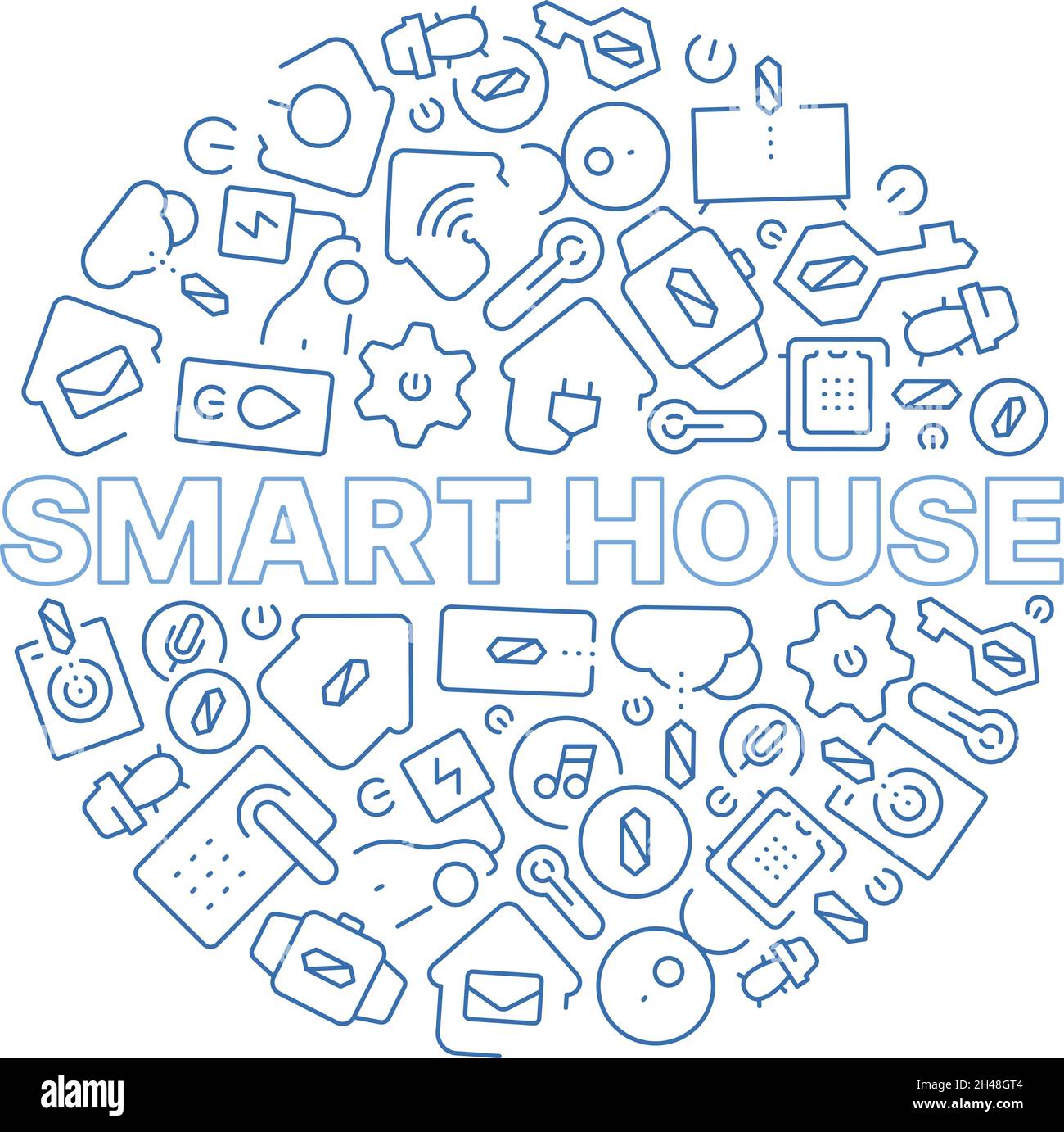 Smart icon circle. Wifi safety security systems distance smart ...