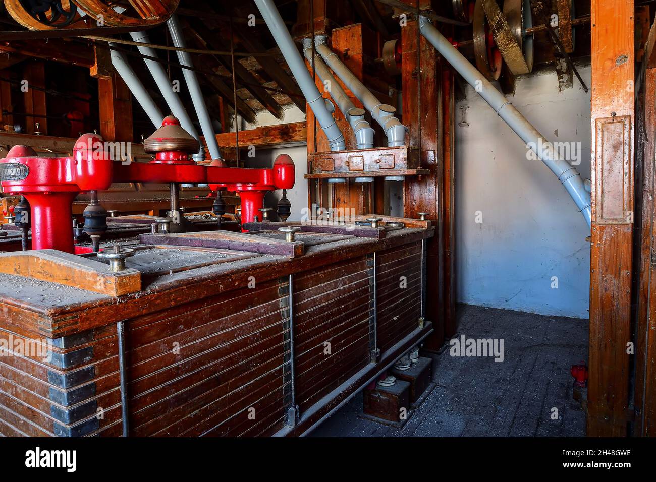Old mills to process wheat in Spain Stock Photo - Alamy