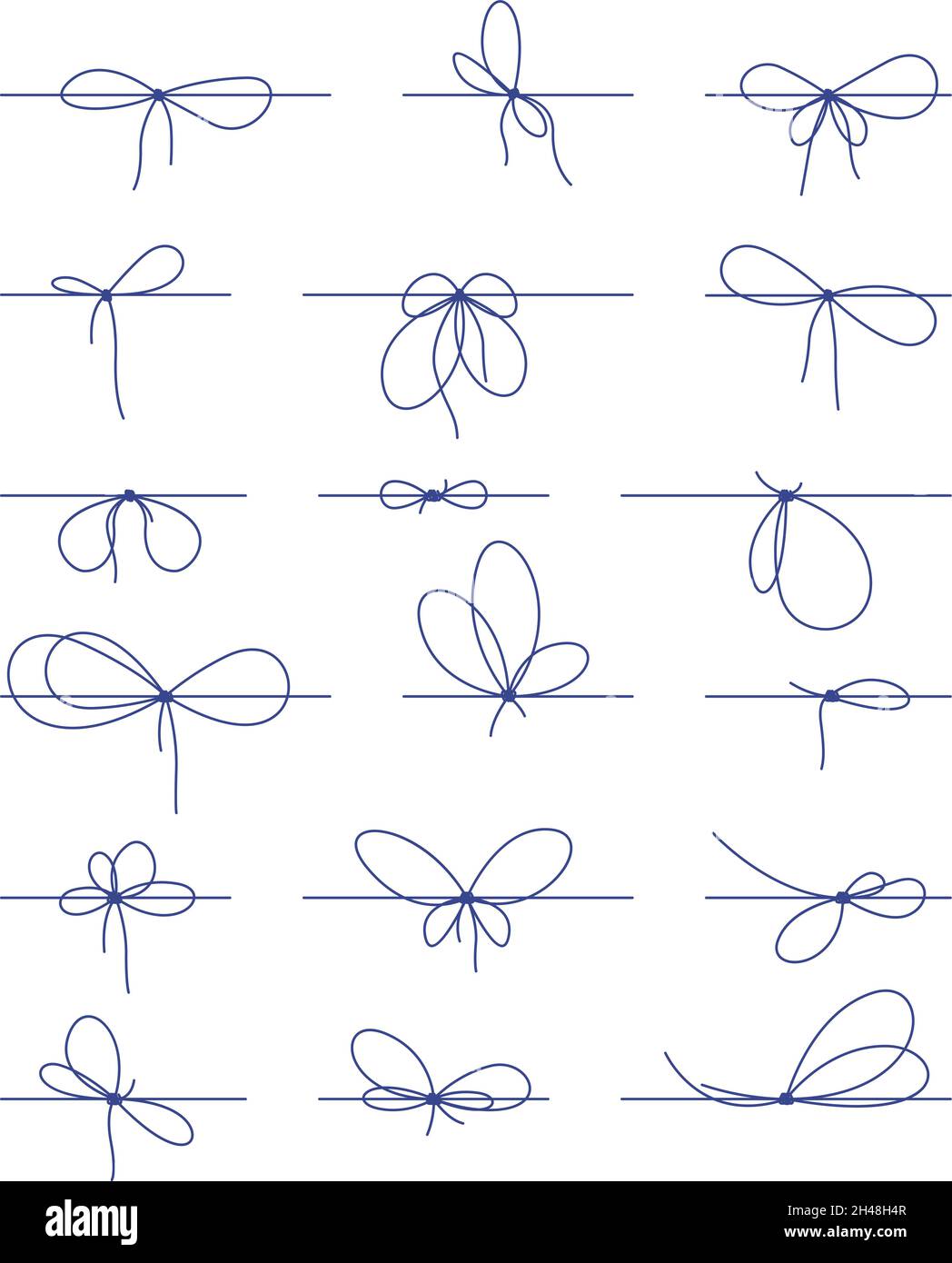 Decorative loops. Satin graphic knots garish vector cute textile design ...