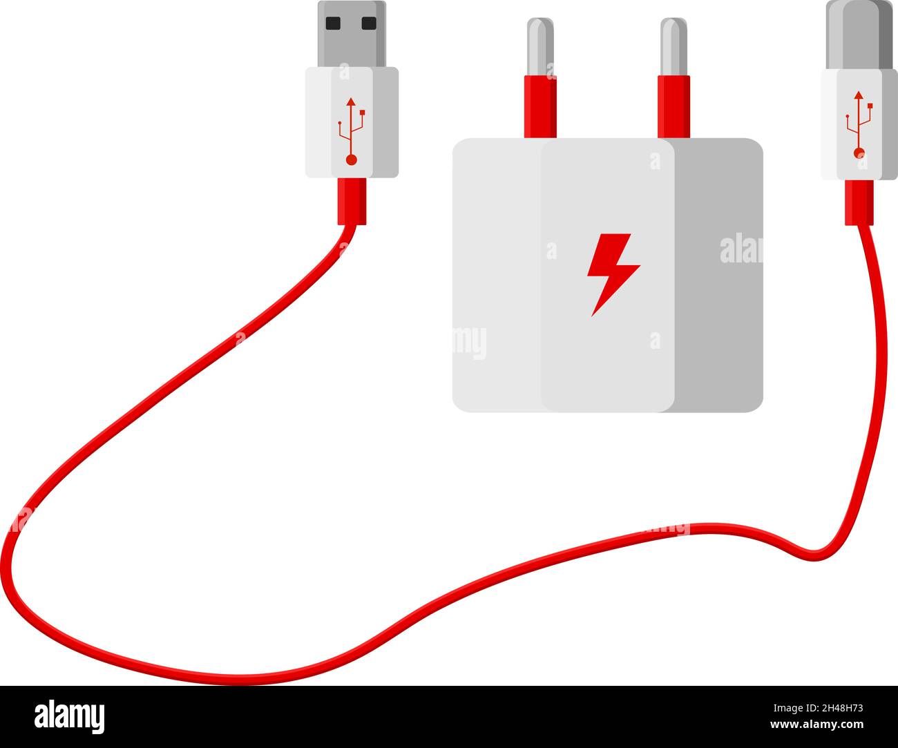 Charger with cable, illustration, vector on a white background Stock ...