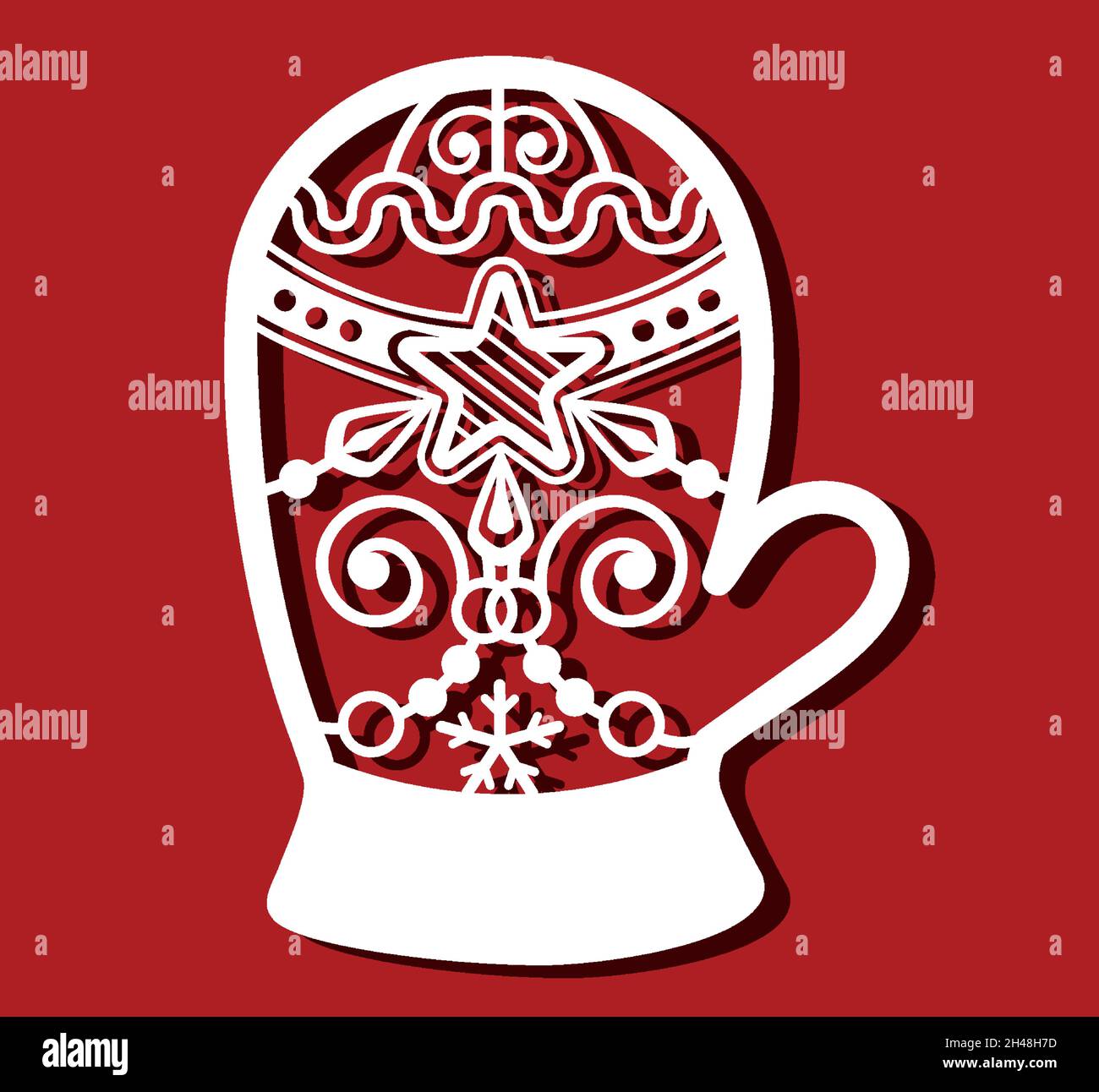 Mittens for laser cutting. Vector illustration for New Year card ...