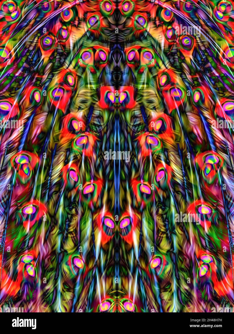 Peacock feathers, Abstract, Symmetry, Majestic, Montage, Bright, Vivid ...