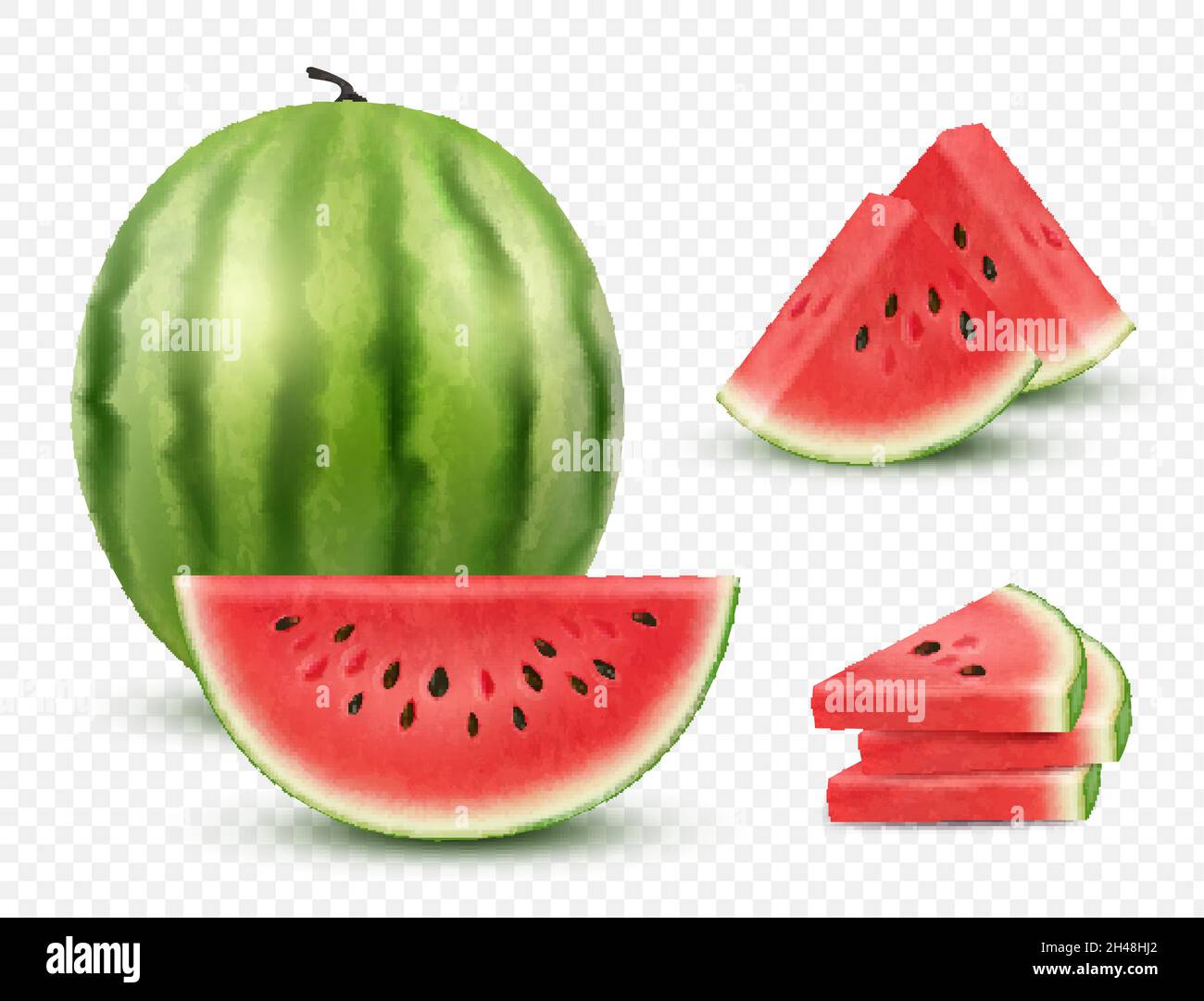 Watermelon realistic. Collection slices healthy natural berry ...
