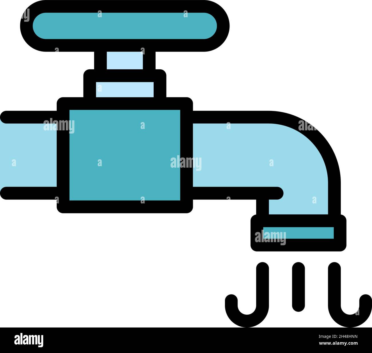 Water tap icon. Outline water tap vector icon color flat isolated Stock ...