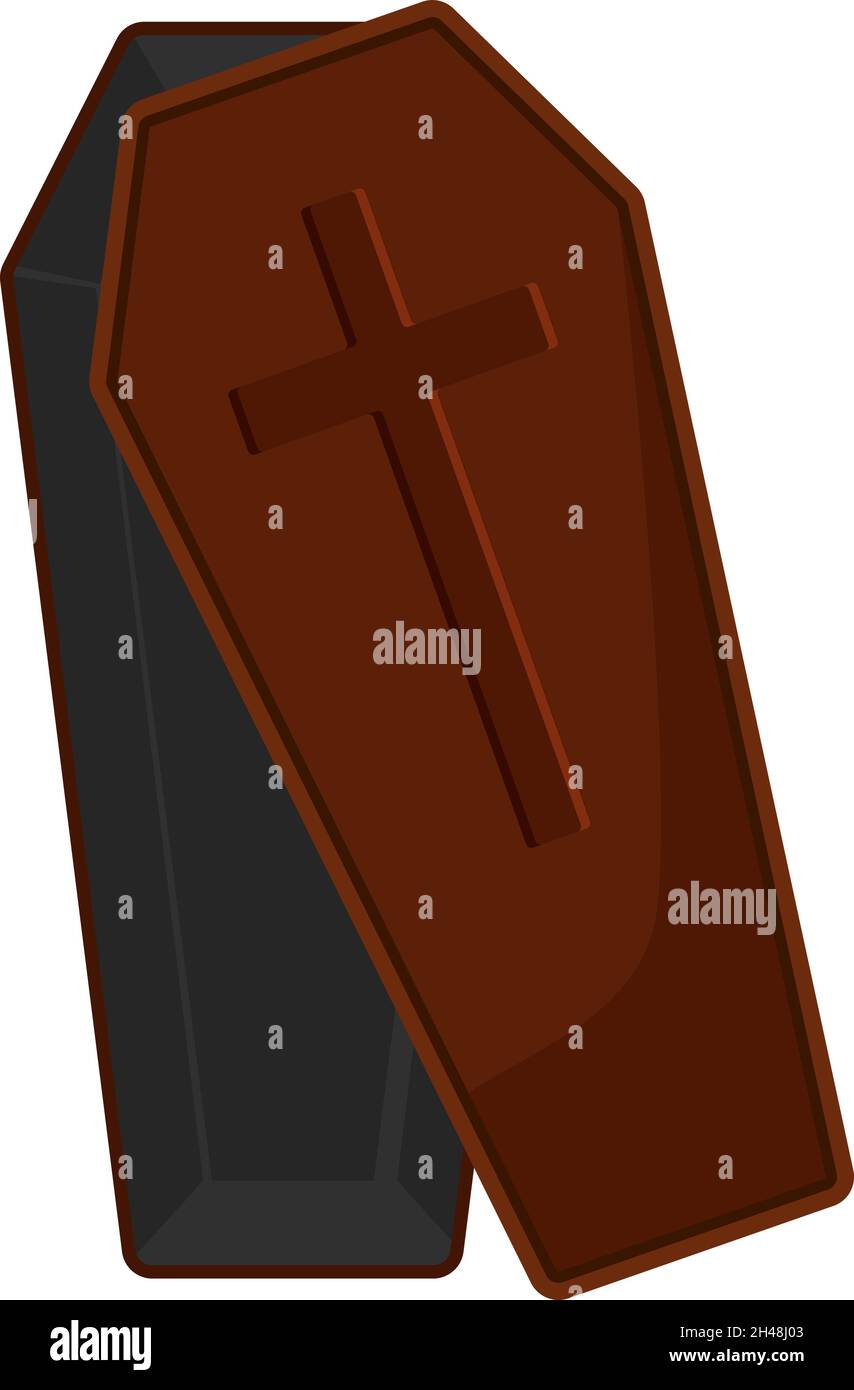 Wooden coffin, illustration, vector on a white background Stock Vector ...