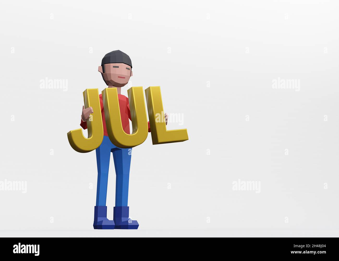 3d render of dummy holding a July month sign for date concepts Stock ...