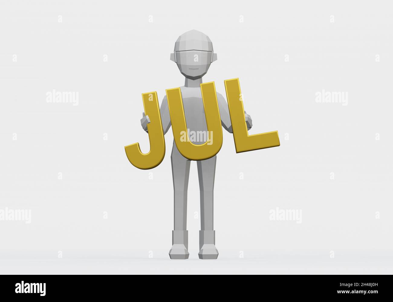 3d render of dummy holding a July month sign for date concepts Stock ...