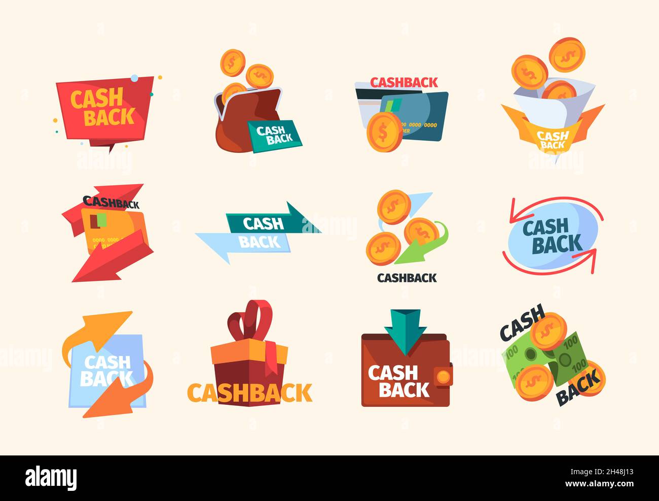 Cash back symbols. Ads business logotypes finance service cash back ...