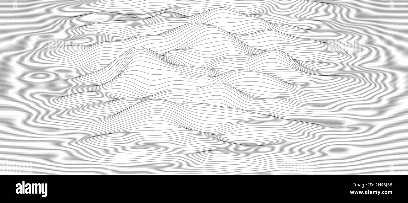 Monochrome sound line waves abstract background . Distorted line shapes ...