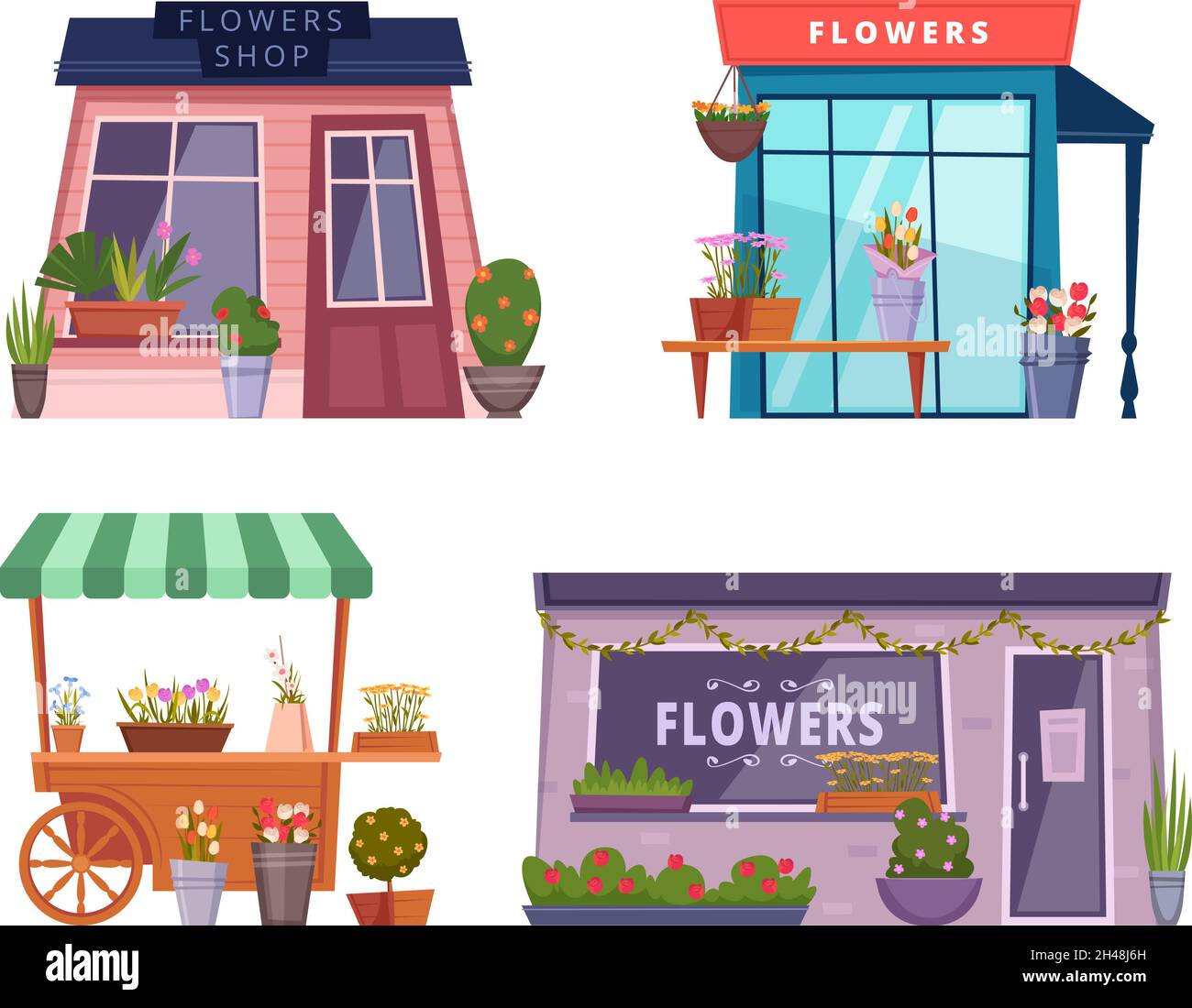 Flowers boutique. Fashion shop facade with beautiful plants exotic ...