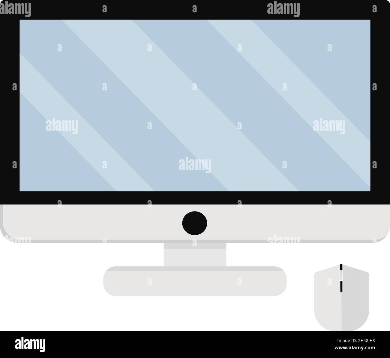 Monitor with mouse, illustration, vector on a white background Stock ...