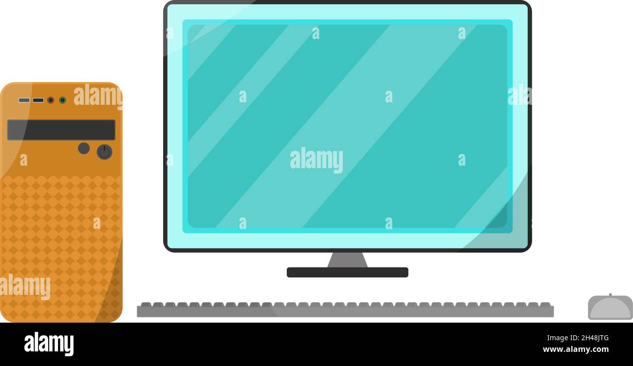 PC desktop, illustration, vector on a white background Stock Vector ...