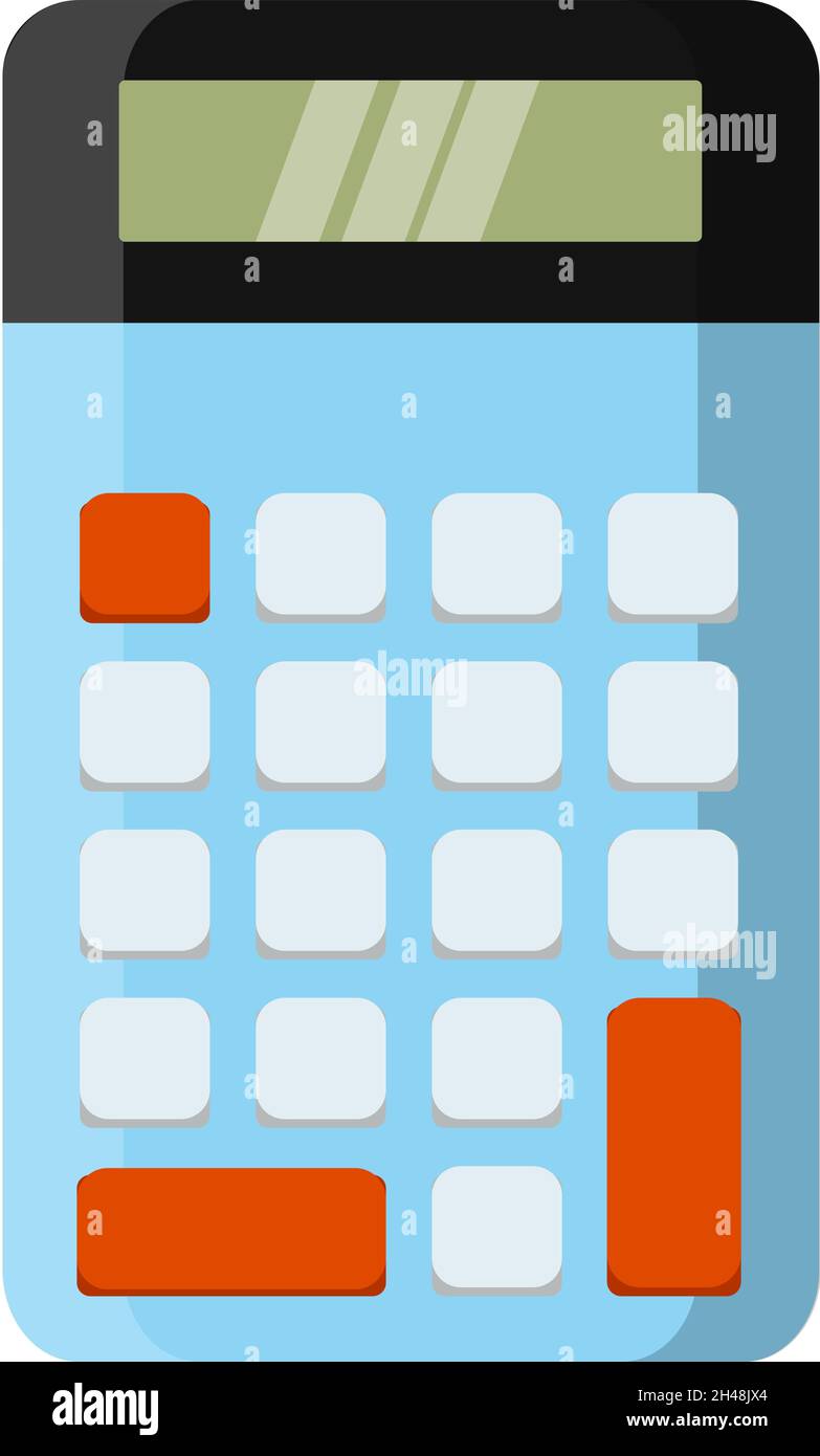 Blue calculator, illustration, vector on a white background Stock ...