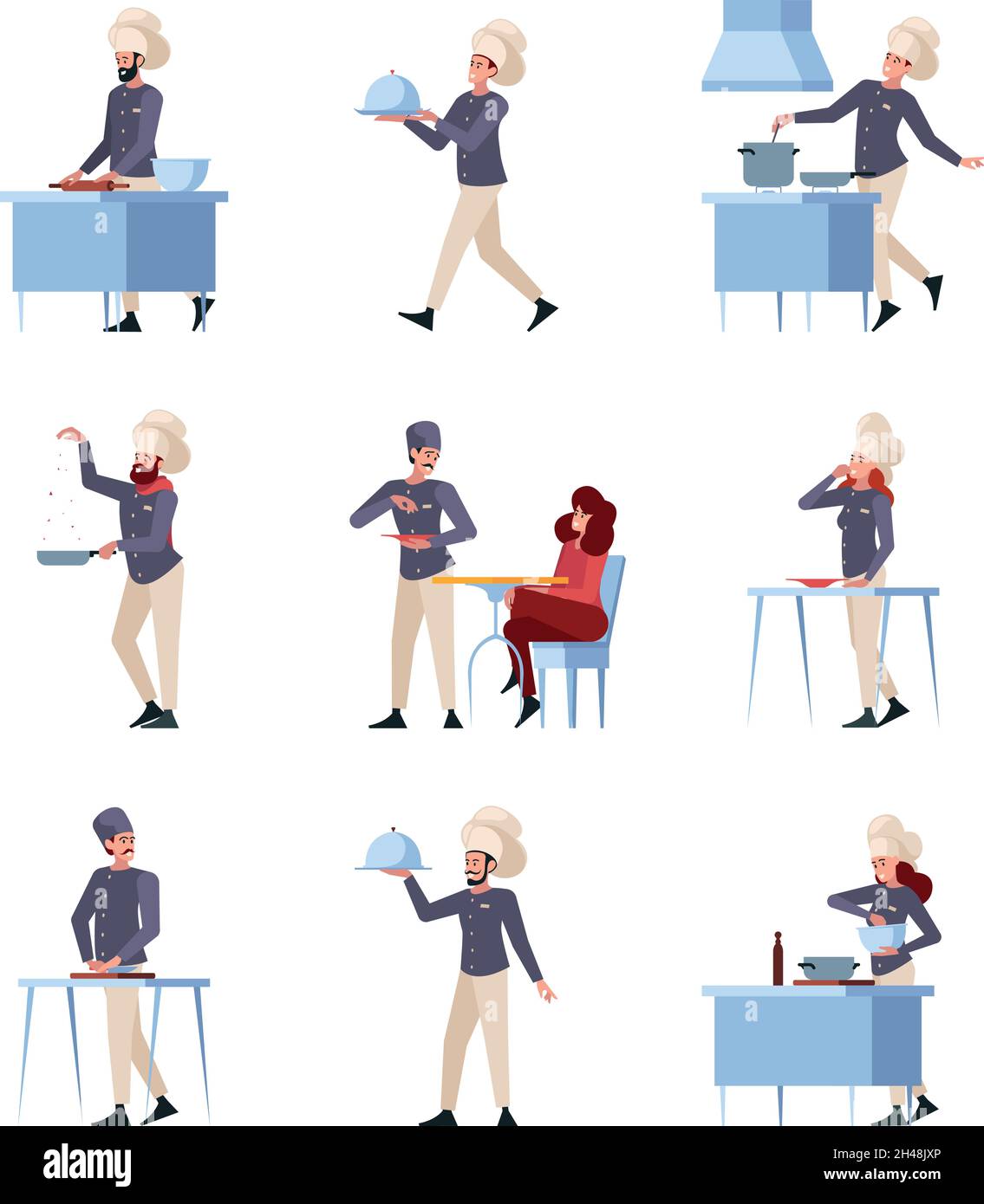 Cook characters. Bakery chef male and female professional chef ...