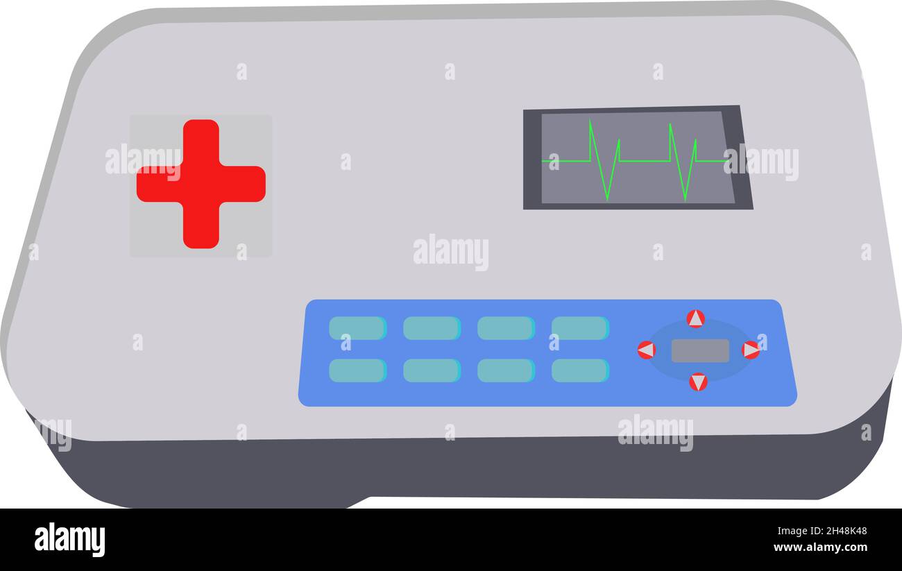 ECG machine, illustration, vector on a white background Stock Vector ...
