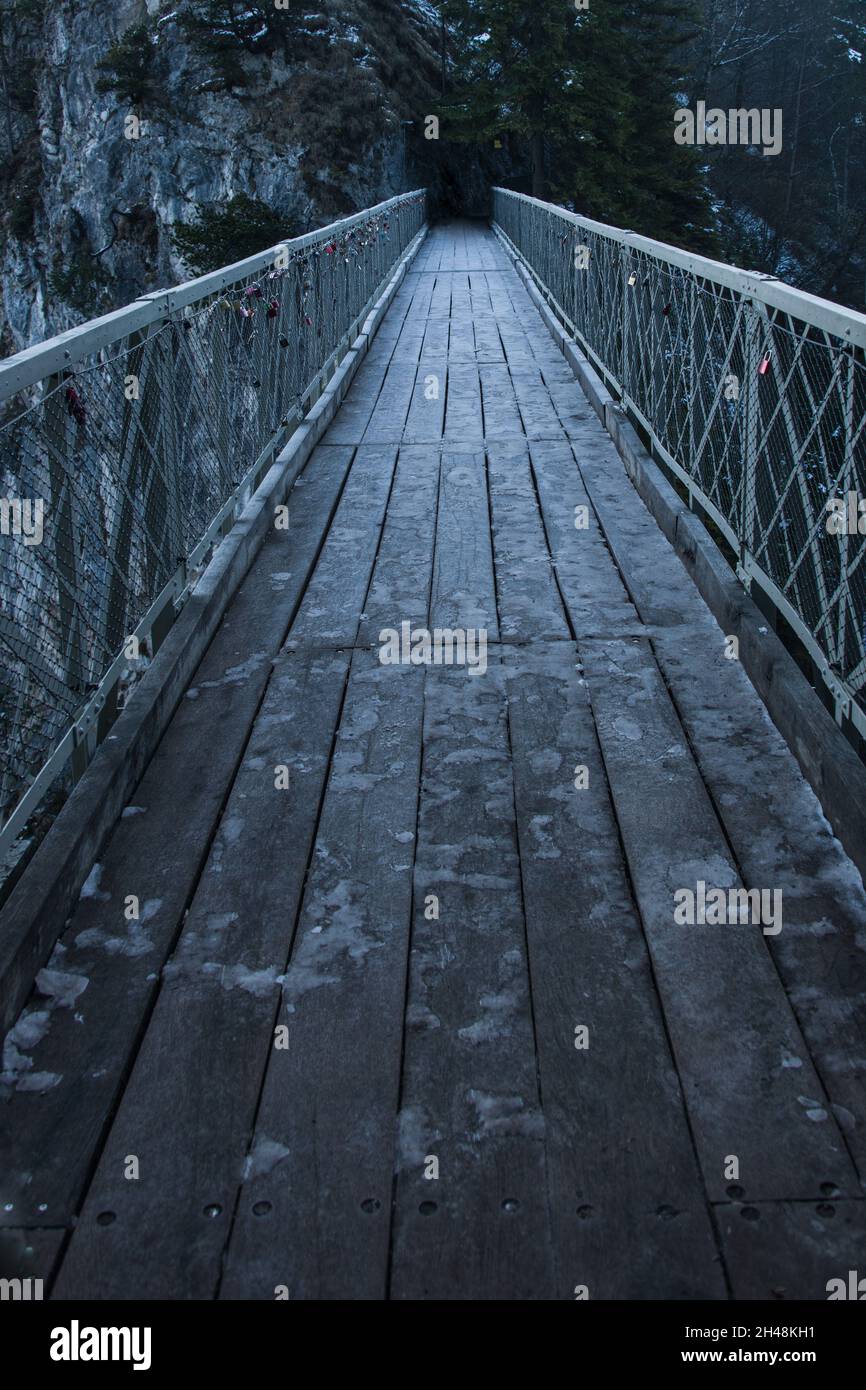 icy pedestrian bridge in winter mood Stock Photo - Alamy