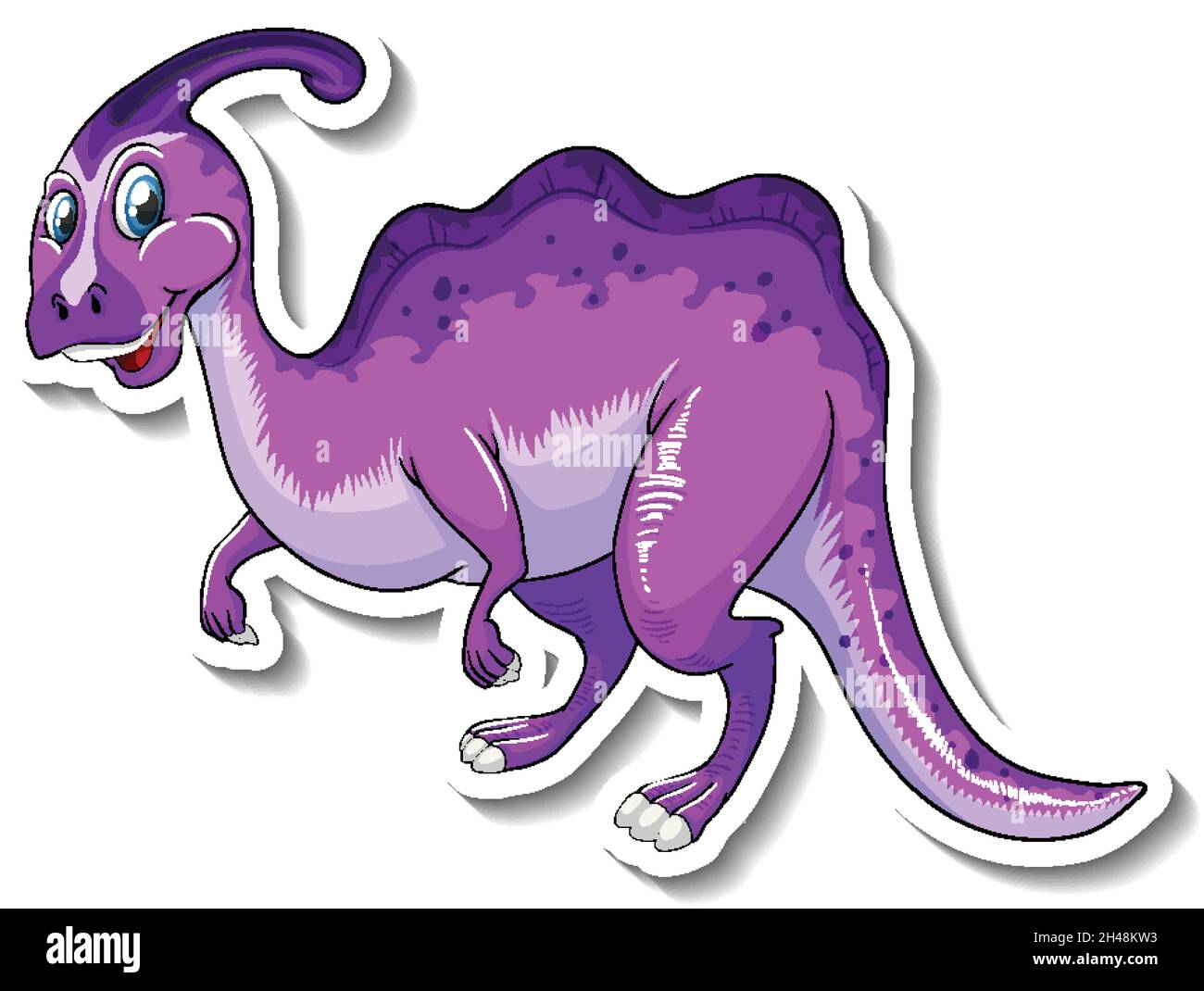 Parasaurolophus dinosaur cartoon character sticker illustration Stock ...