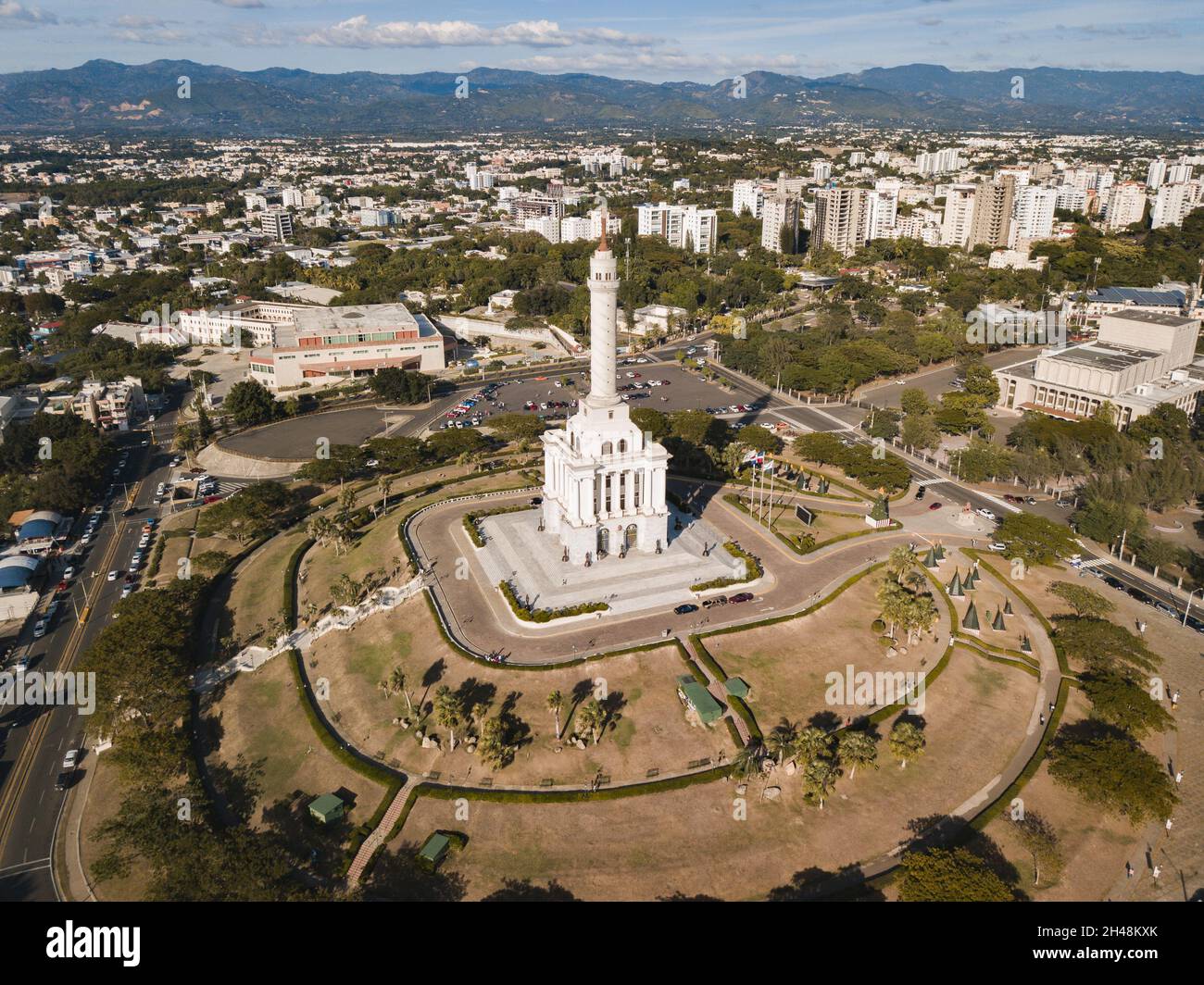 Monument to the Heroes of the Restoration surrounded by buildings in ...